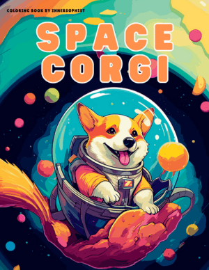 Space Corgi Coloring Book