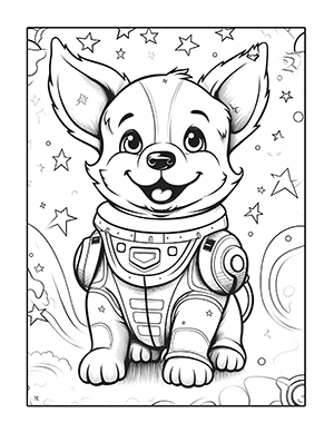 Space Corgi Coloring Book