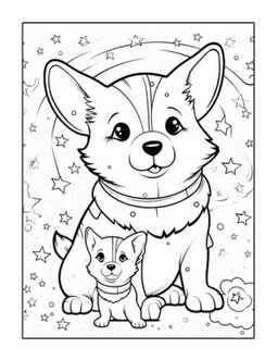 Space Corgi Coloring Book