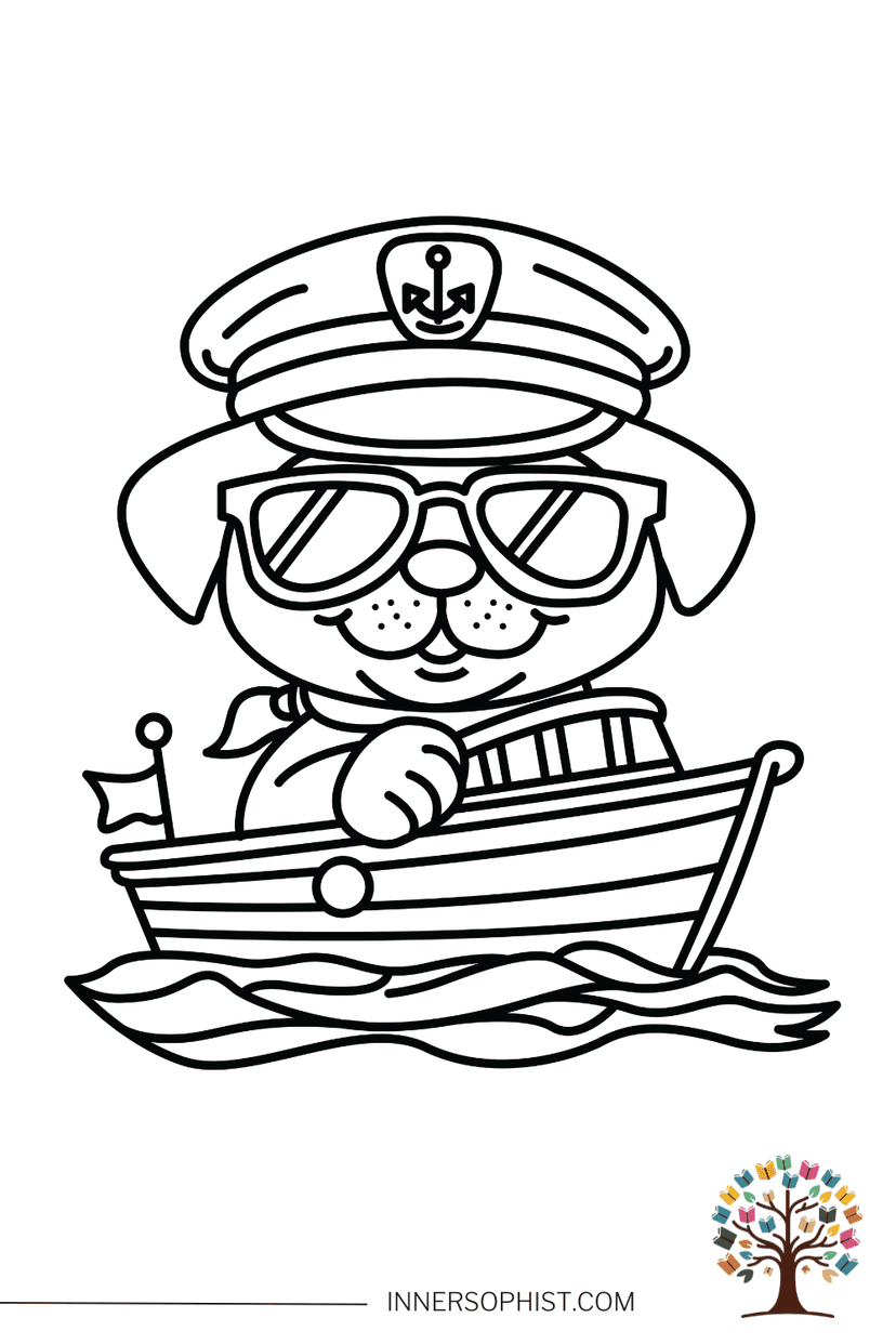 Captain Dog - Coloring Page