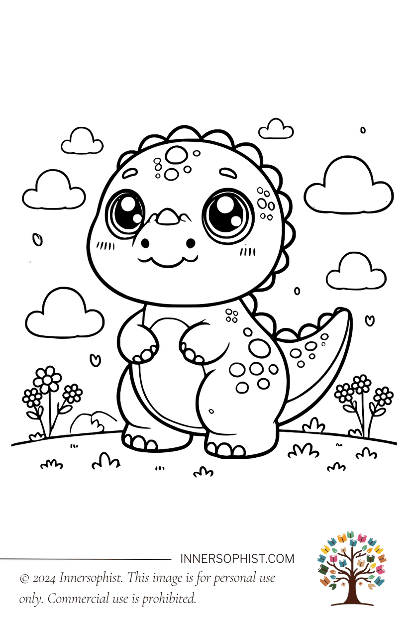 Cute Dinosaur - Coloring Page