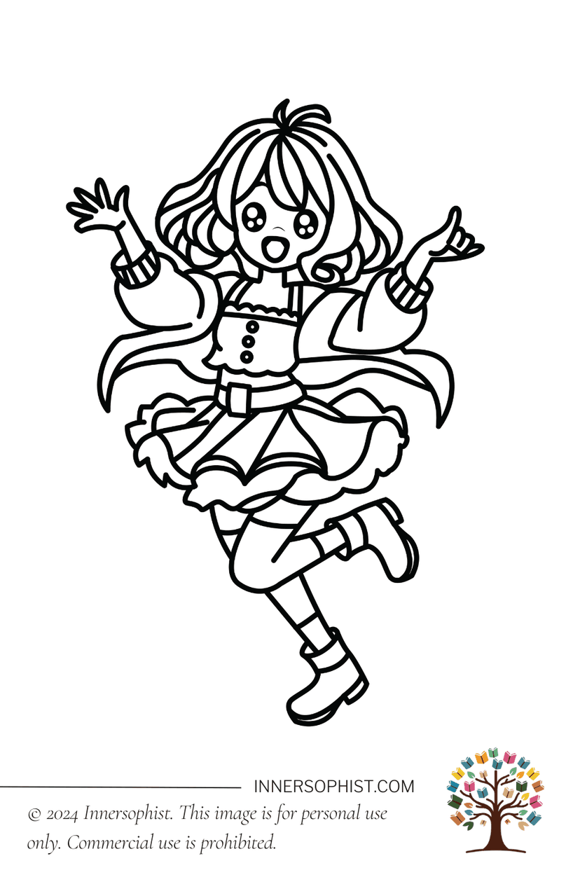 Dancing Girl - Coloring Page