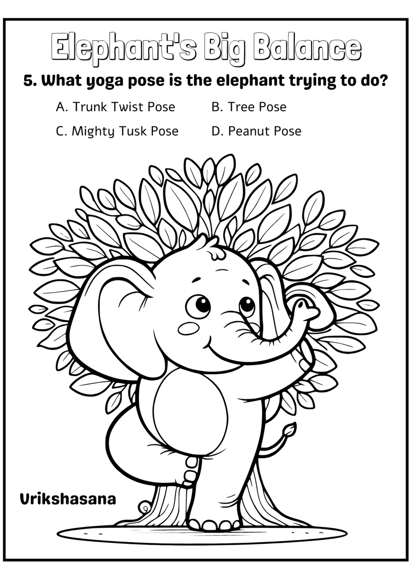 Elephant's Big Balance - Free Coloring Page