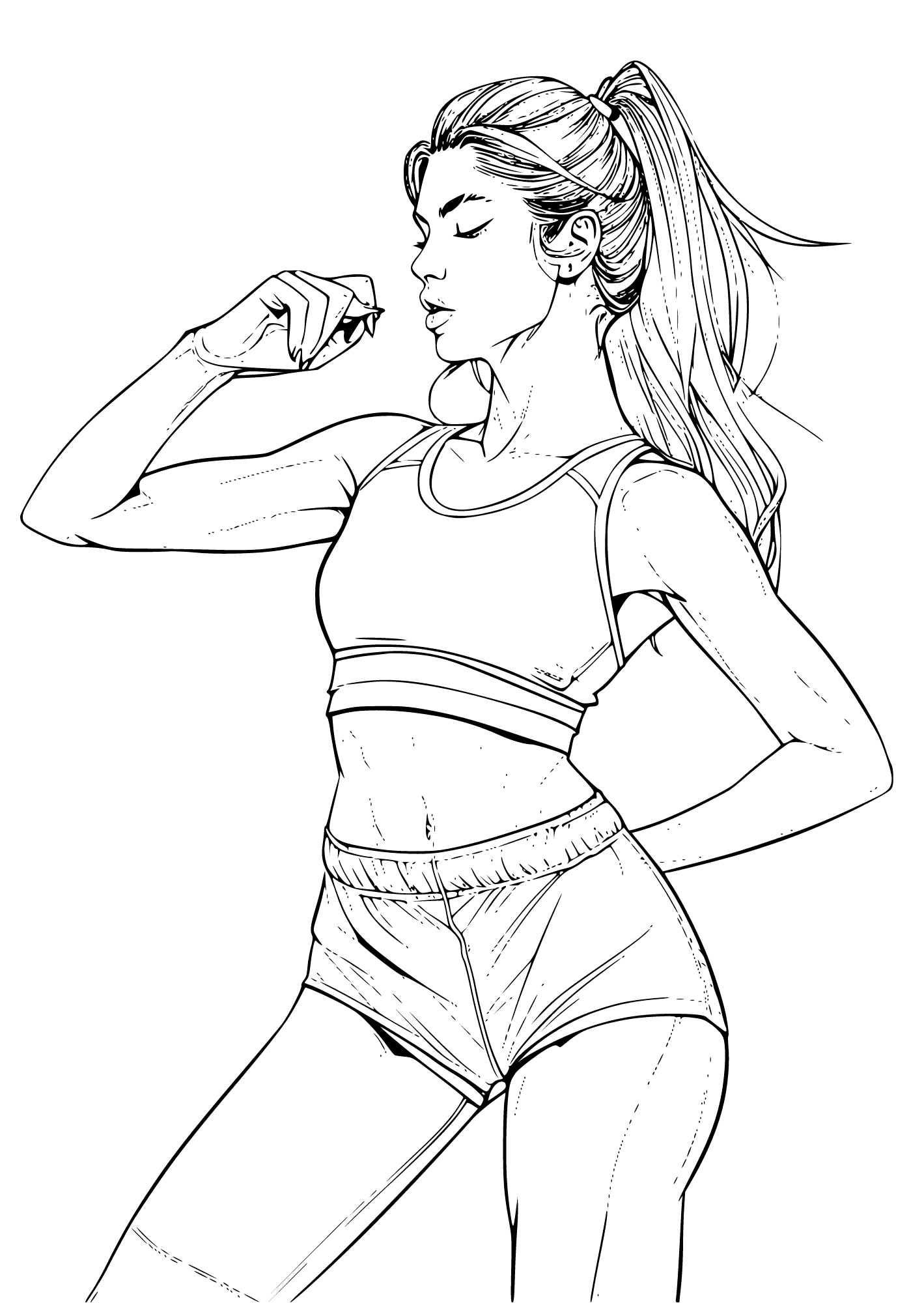 Free Active Lady - Fitness Inspired Coloring Page
