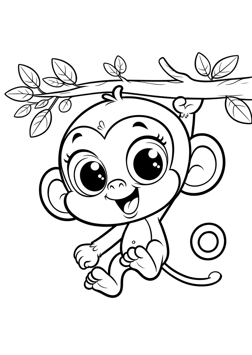 Playful Monkey - Free Coloring Page