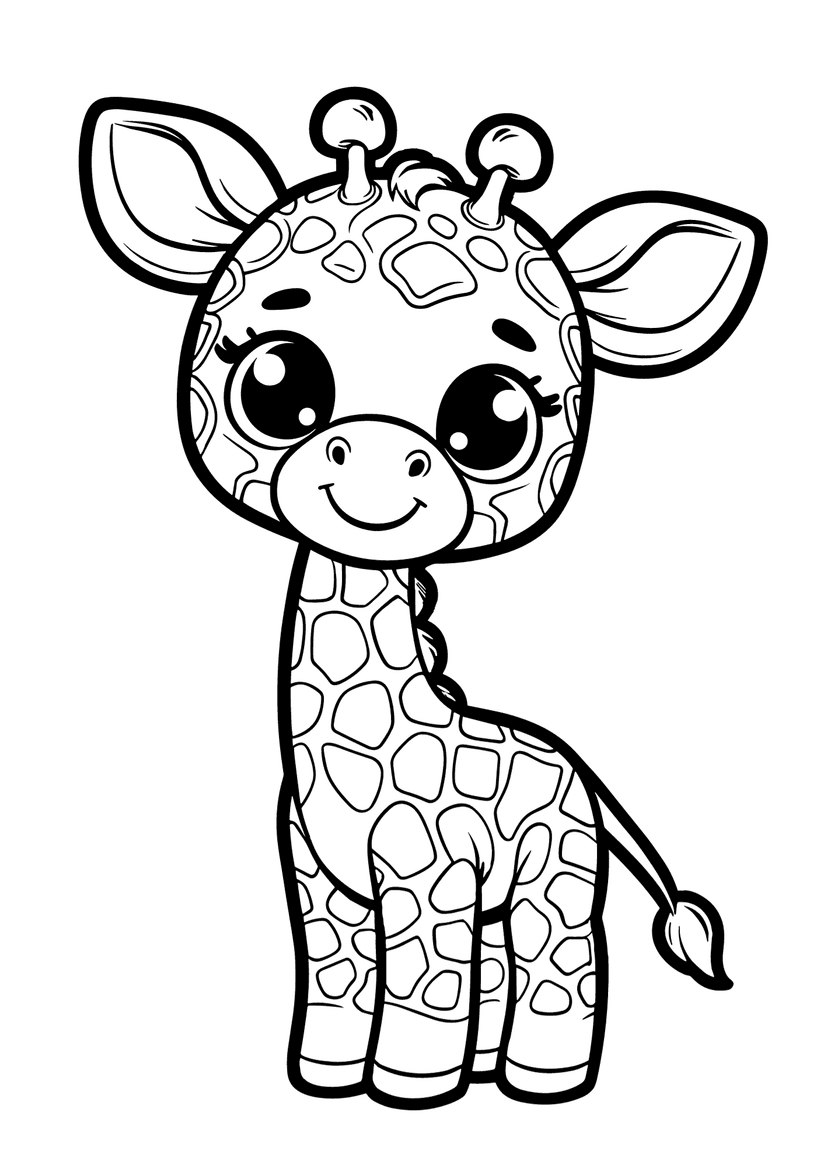 Simple Giraffe - Free Coloring Page