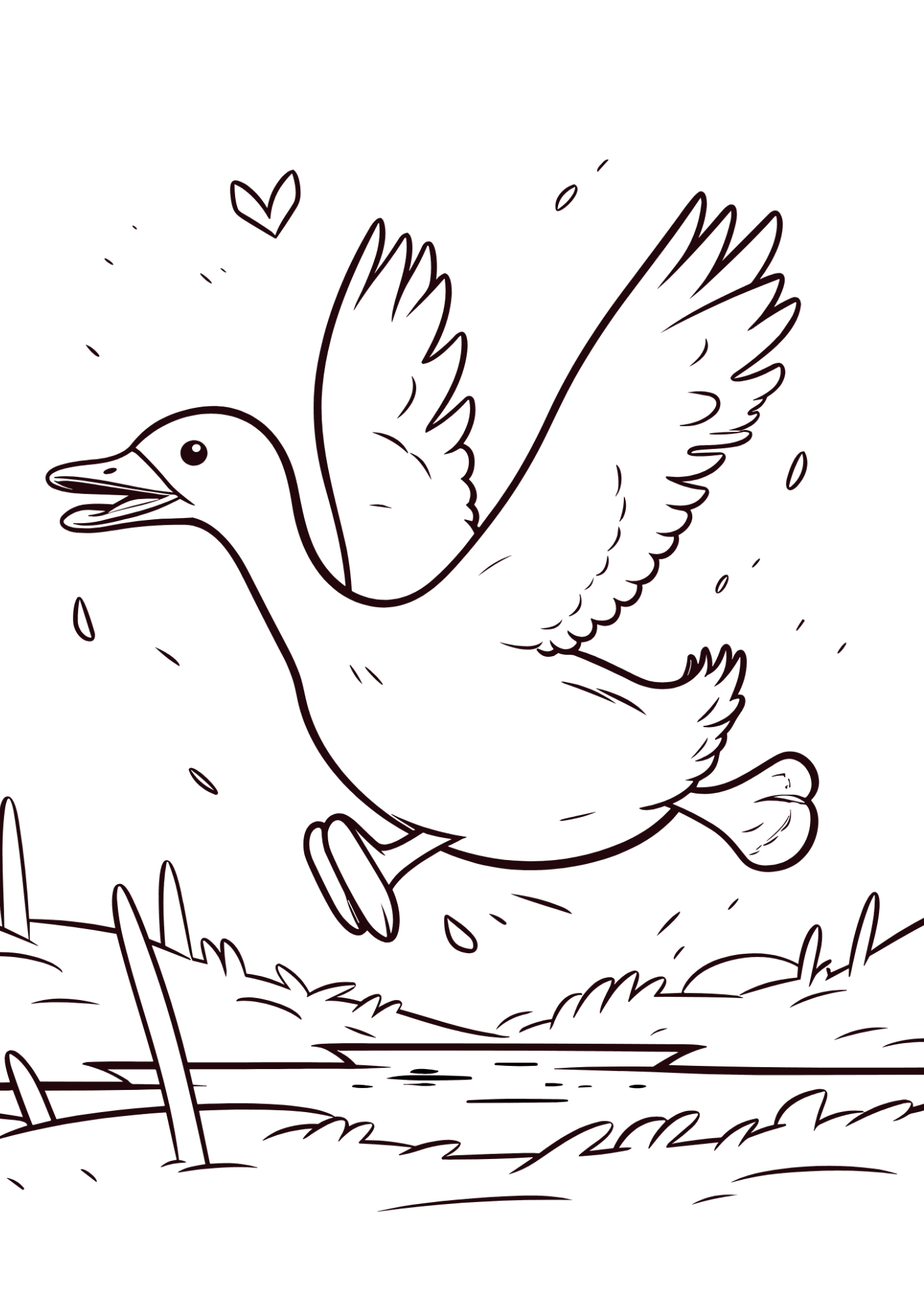 Free Flying Goose - Dynamic Coloring Page