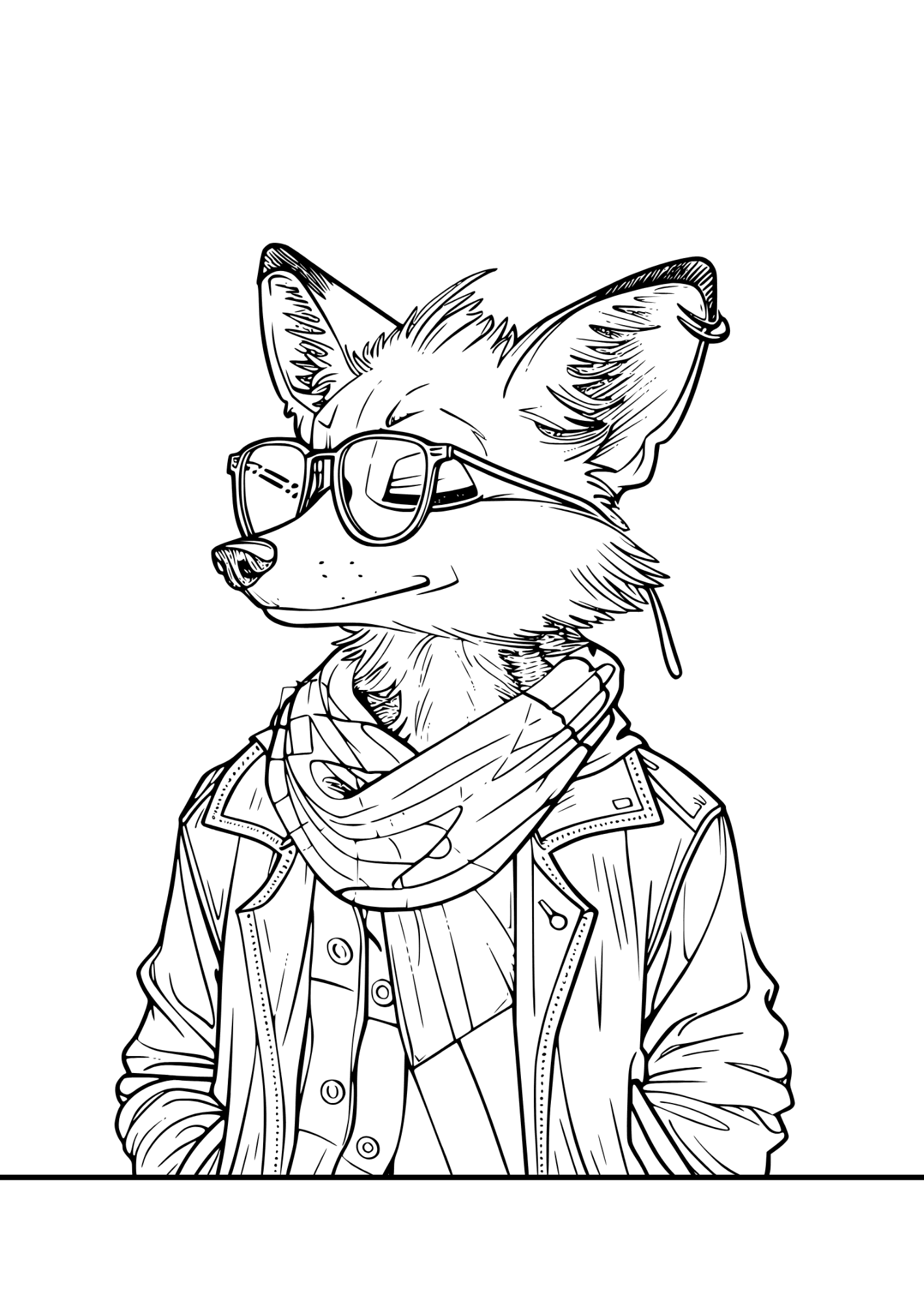 Indie Fox - Simple Coloring Page