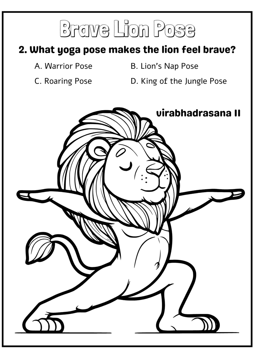 Brave Lion Pose - Free Coloring Page