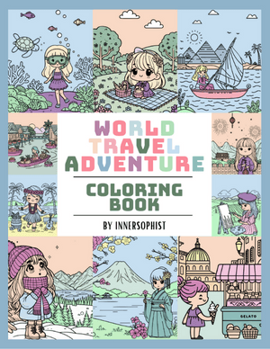 World Travel Adventure: A Coloring Book Featuring a Cute Girl Exploring ...
